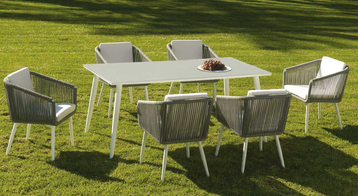Conjunto de Mesa Rectangular y Sillones en Cuerda de Fibra Sintética ...